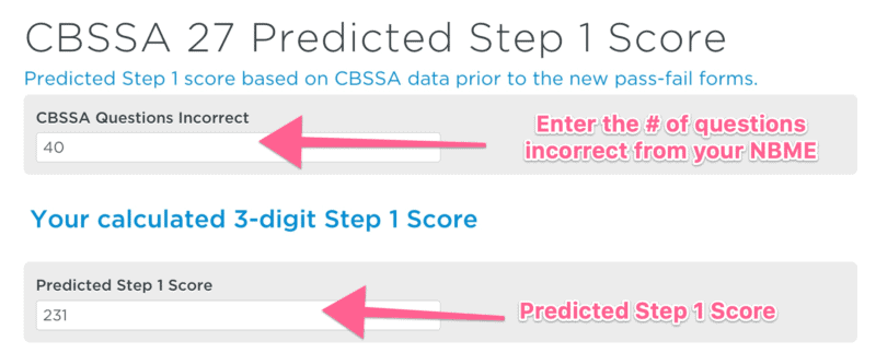 NBME Score Conversion: CBSSA to Step 1 Converter